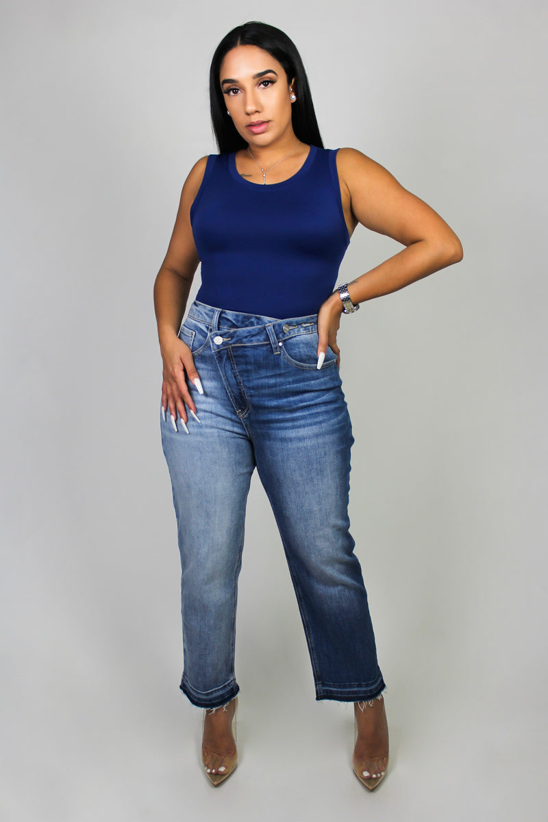 Crossover Two-Tone High Rise Denim (Blue Combo) – The East Wing